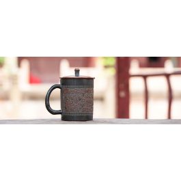 Handmade Qinzhou Nixing Pottery Relief Tea Mug - Bai Fu