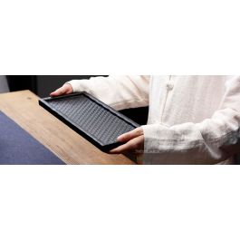 Bamboo Braided Style Black Pottery Tea Tray