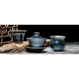 Handmade Jianyang Jianzhan Gaiwan Tea Set
