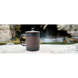 Handmade Qinzhou Nixing Pottery Relief Tea Mug - Bai Fu