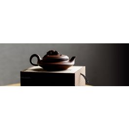 Hand-made Da Shui Bian Flat Yixing Zisha Teapot