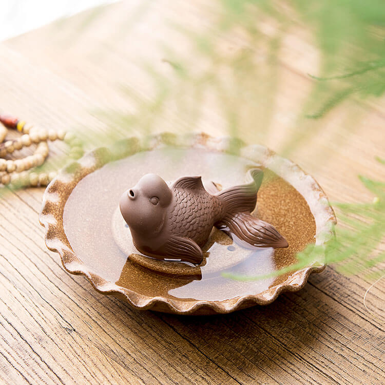 Figurines Handmade Yixing Zisha Clay Tea Pet Goldfish FJ1180 Sculpture ...
